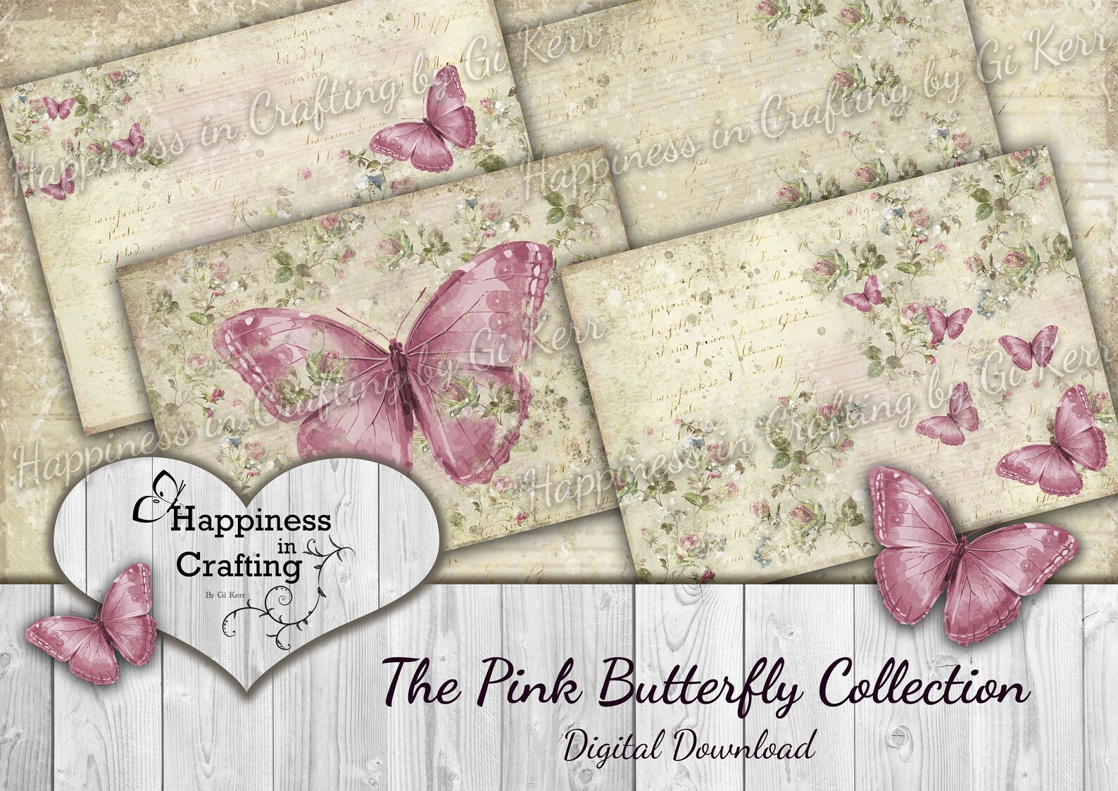 The Pink Butterfly Collection Instant Digital Download - Etsy UK