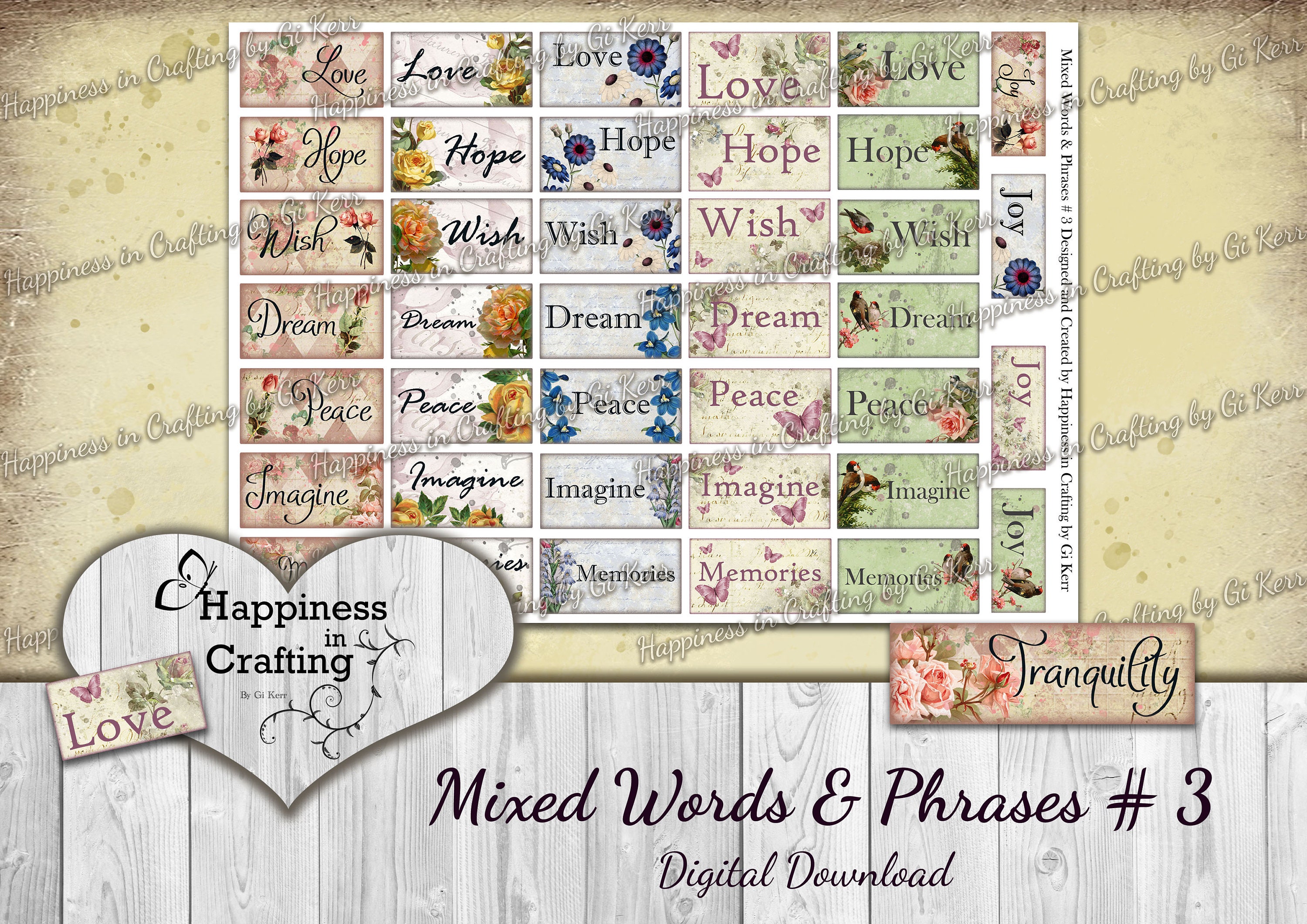 Mixed Words & Phrases 3 100 Pieces Instant Digital | Etsy