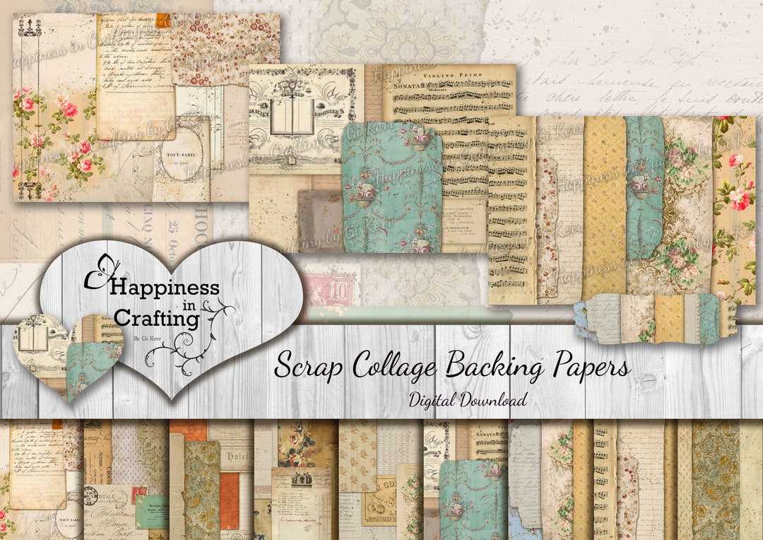 Scrap Collage Backing Papers - Instant Digital Download, Printable ...
