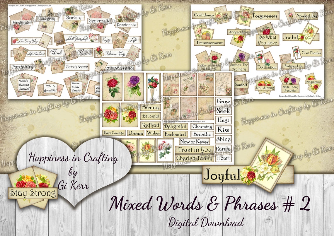 Mixed Words & Phrases 2 72 Pieces Instant Digital - Etsy UK