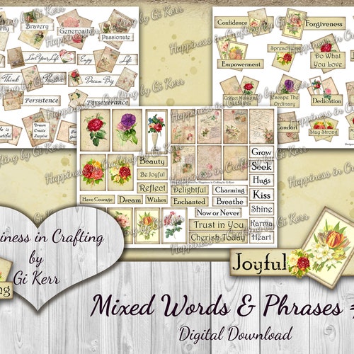 Mixed Words & Phrases 1 80 Pieces Instant Digital - Etsy