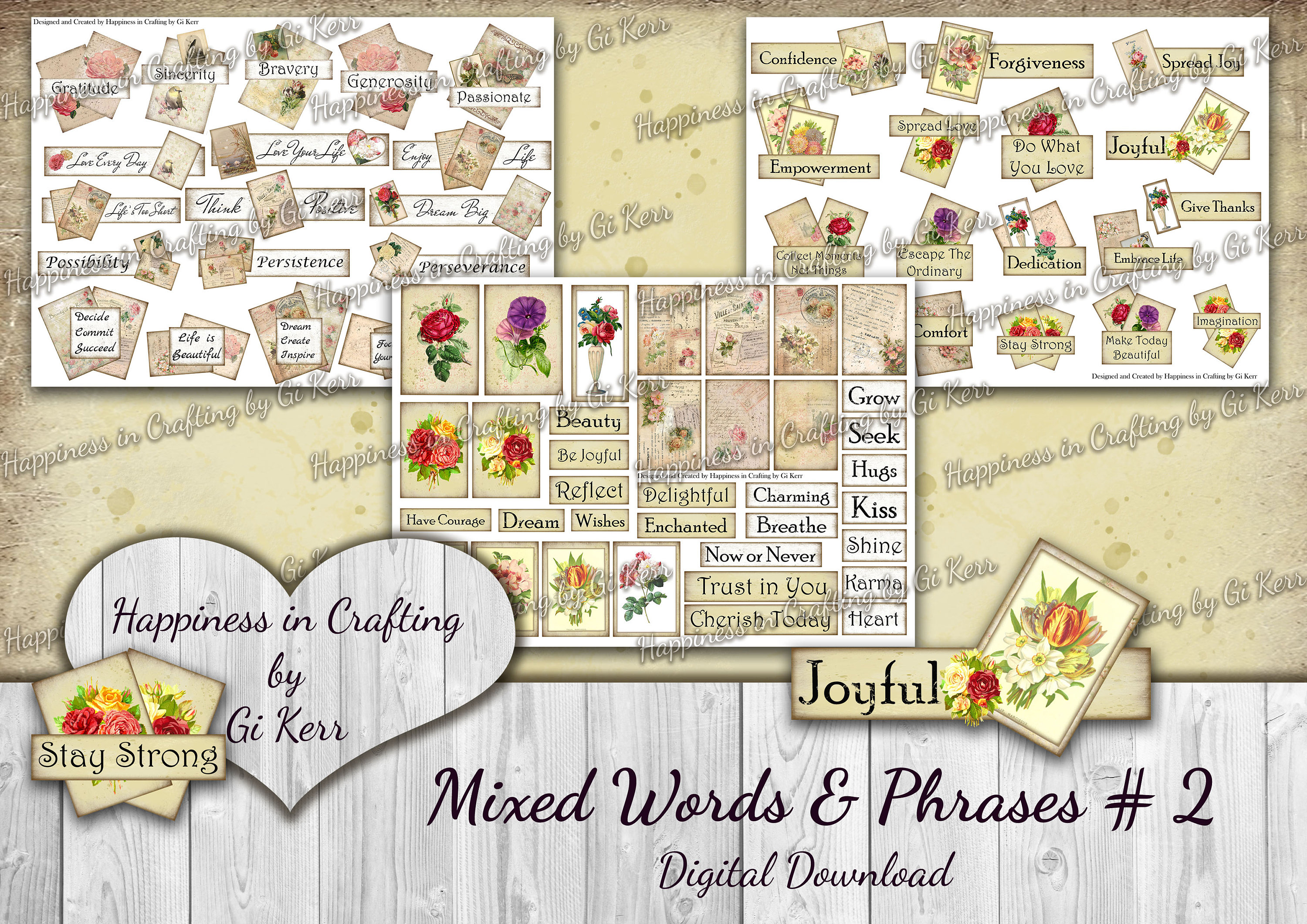 Mixed Words & Phrases # 2 - 72 Pieces - Instant Digital Download ...