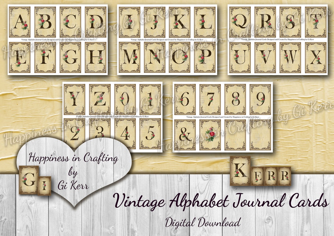 Vintage Alphabet Journal Cards - Instant Download, Printable, Digital ...