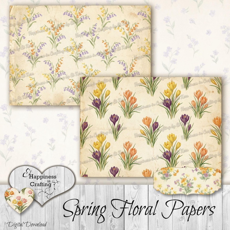 Spring Floral Papers - Instant Digital Download, Printable, Digital Kit ...
