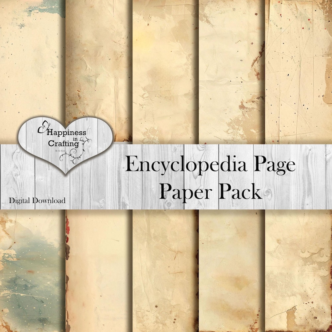 Encyclopedia Page Paper Pack - Instant Digital Download, Printable ...