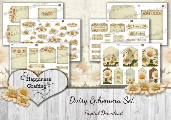 Daisy Ephemera Set Instant Digital Download Printable - Etsy