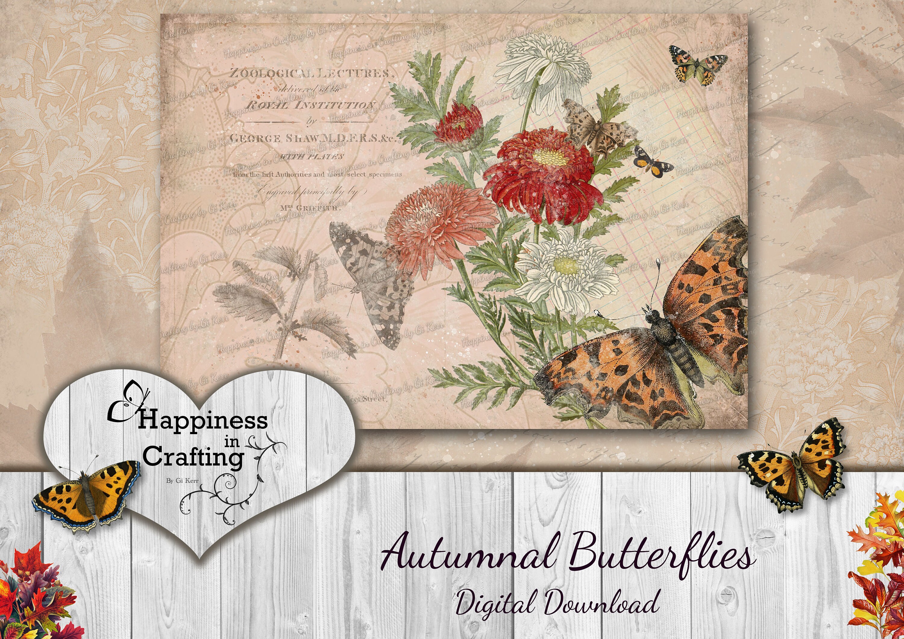 Autumnal Butterflies - Instant Digital Download, Printable, Digital Kit ...