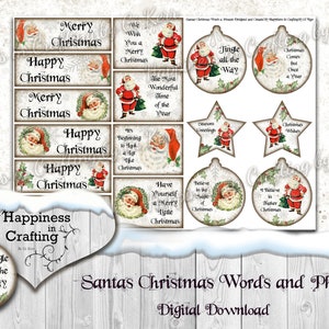 Santas' Christmas Words & Phrases - 42 Pieces - Instant Digital ...