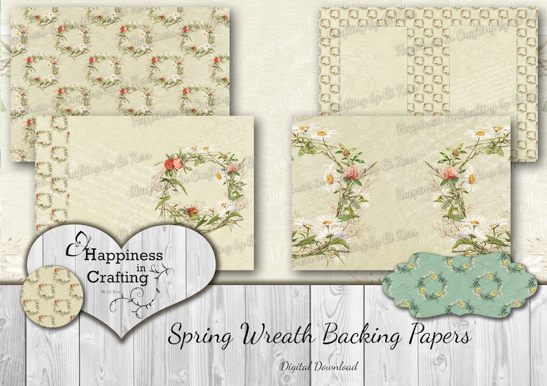 Spring Wreath Backing Papers Instant Digital Download - Etsy