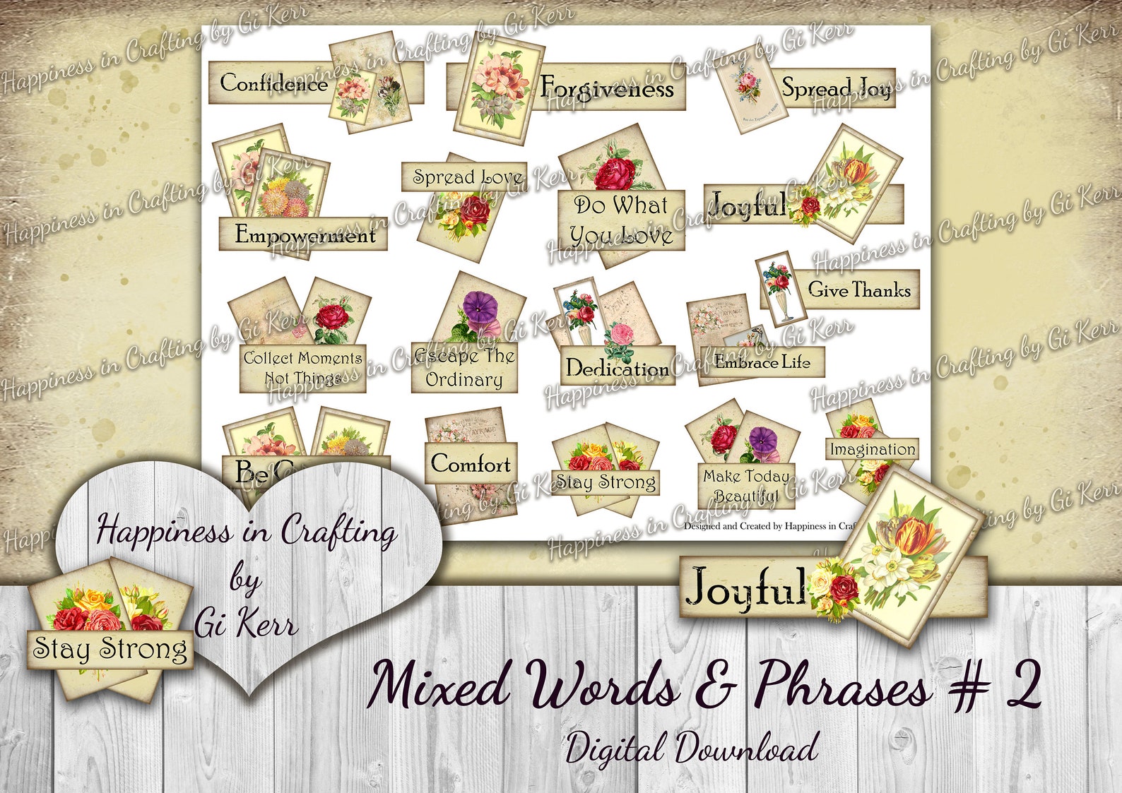 Mixed Words & Phrases 2 72 Pieces Instant Digital - Etsy UK