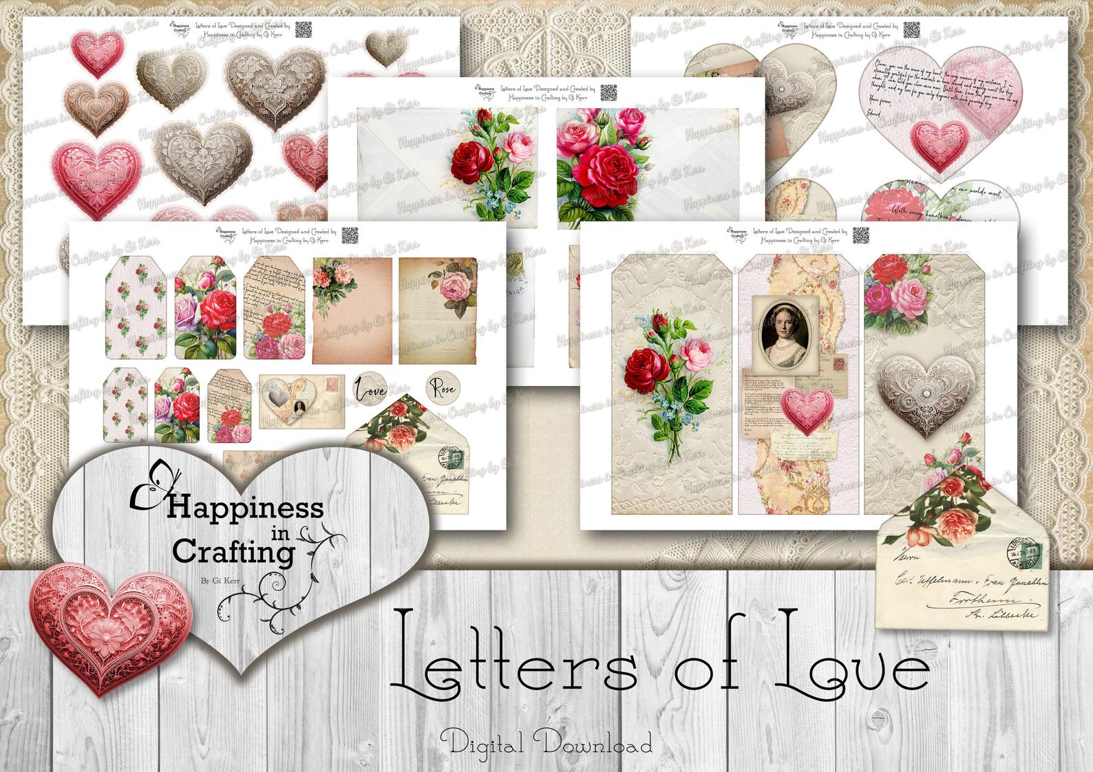 Letters of Love - Instant Digital Download, Printable, Digital Kit for ...