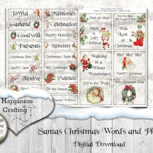 Santas' Christmas Words & Phrases - 42 Pieces - Instant Digital ...