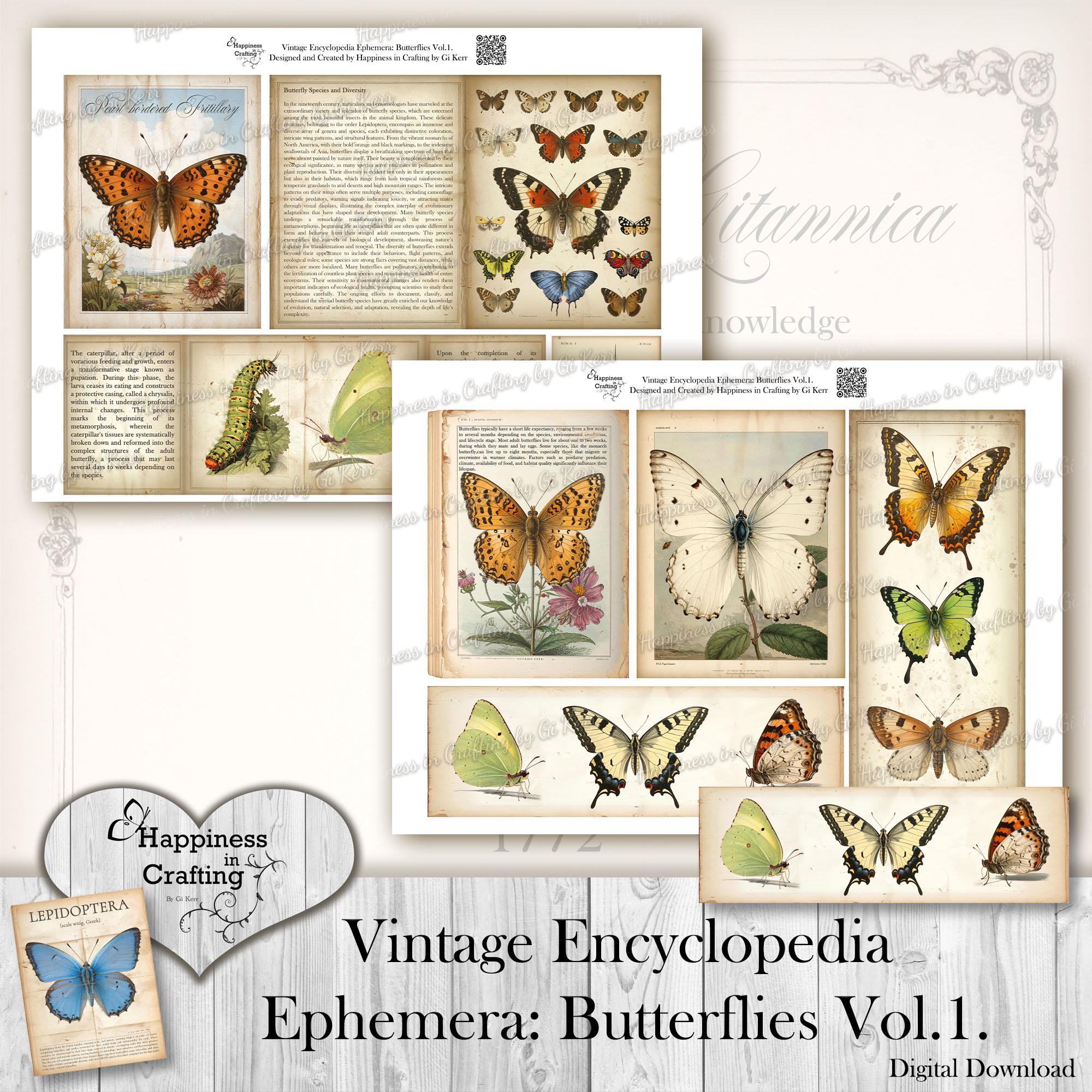 Vintage Encyclopedia Ephemera Butterflies Vol.1. - Instant Digital ...