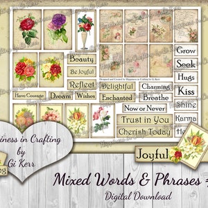 Mixed Words & Phrases # 2 - 72 Pieces - Instant Digital Download ...