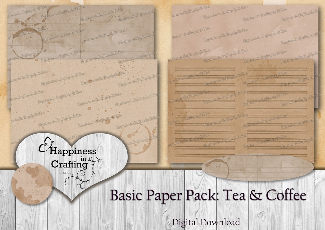 Basic Paper Pack: Tea & Coffee 20 Pages Instant Digital - Etsy