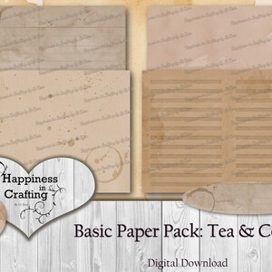 Basic Paper Pack: Tea & Coffee - 20 Pages - Instant Digital Download ...