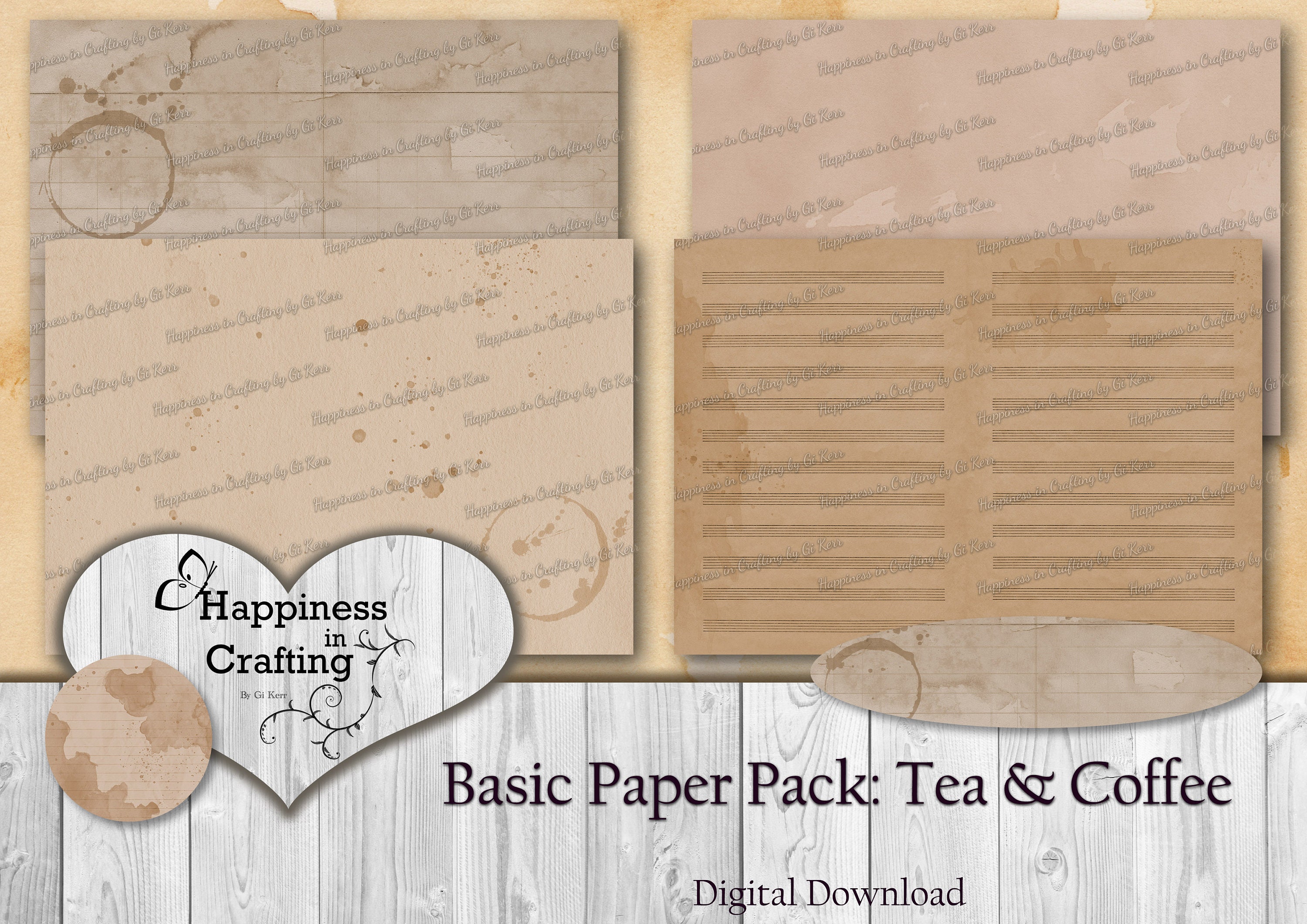 Basic Paper Pack: Tea & Coffee - 20 Pages - Instant Digital Download ...