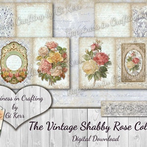 The Vintage Shabby Rose Collection - Instant Digital Download ...