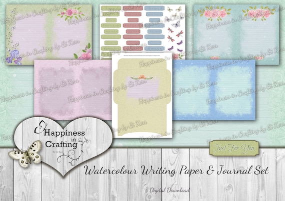 Watercolour Writing Paper & Journal Set Instant Digital | Etsy