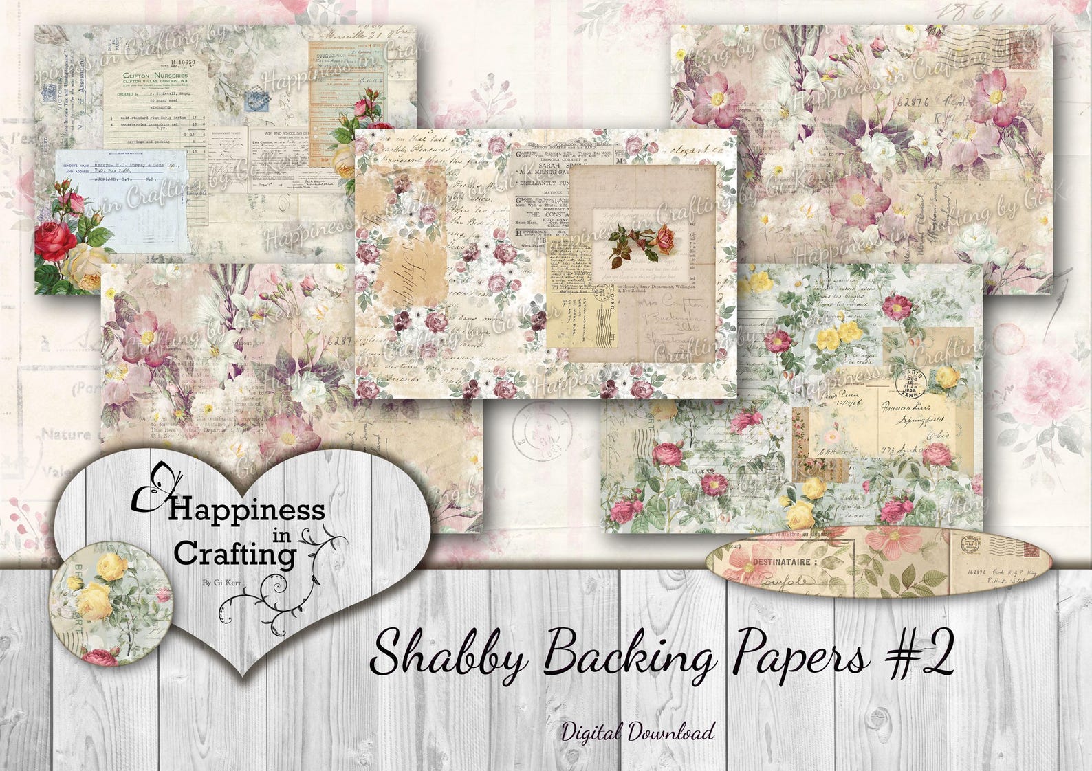 Shabby Backing Papers #2 - Instant Download, Printable, Digital Kit ...