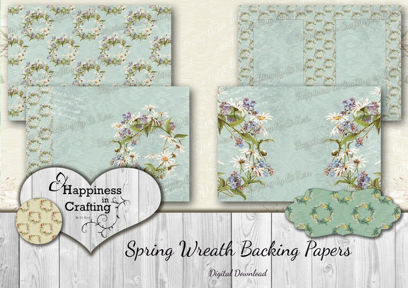 Spring Wreath Backing Papers - Instant Digital Download, Printable ...