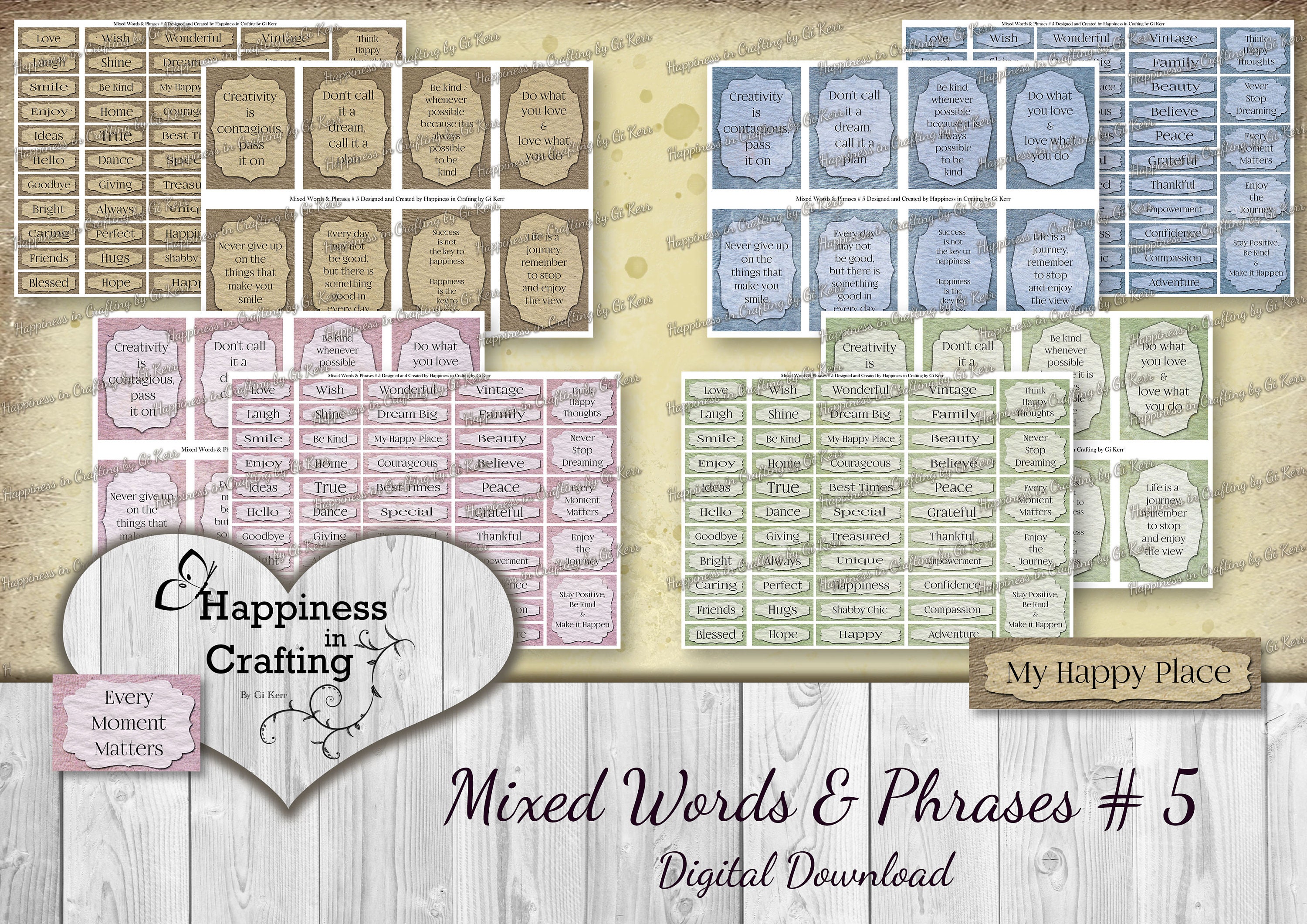 Mixed Words & Phrases # 5 - 228 Pieces - Instant Digital Download ...