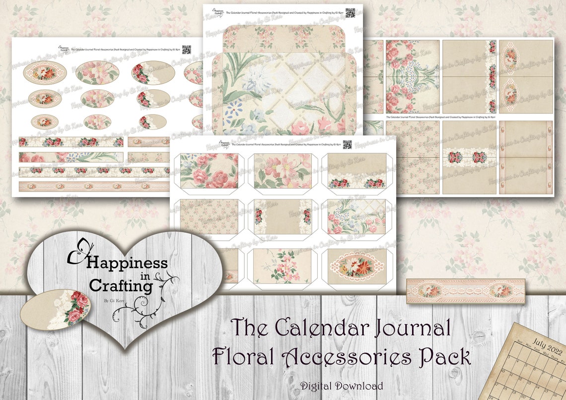 The Calendar Journal Floral Accessories Pack Instant Digital - Etsy