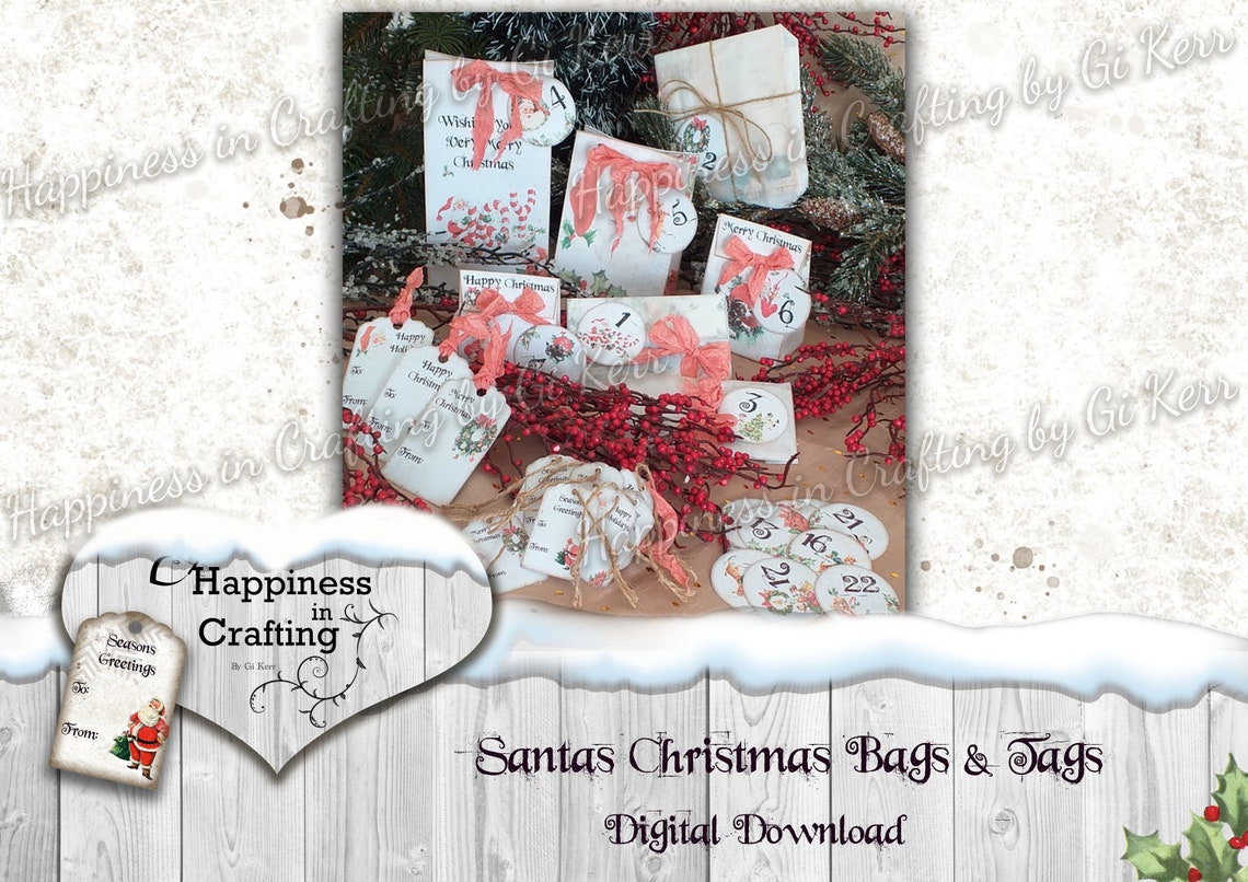 Santas' Christmas Bags & Tags Instant Digital Download - Etsy