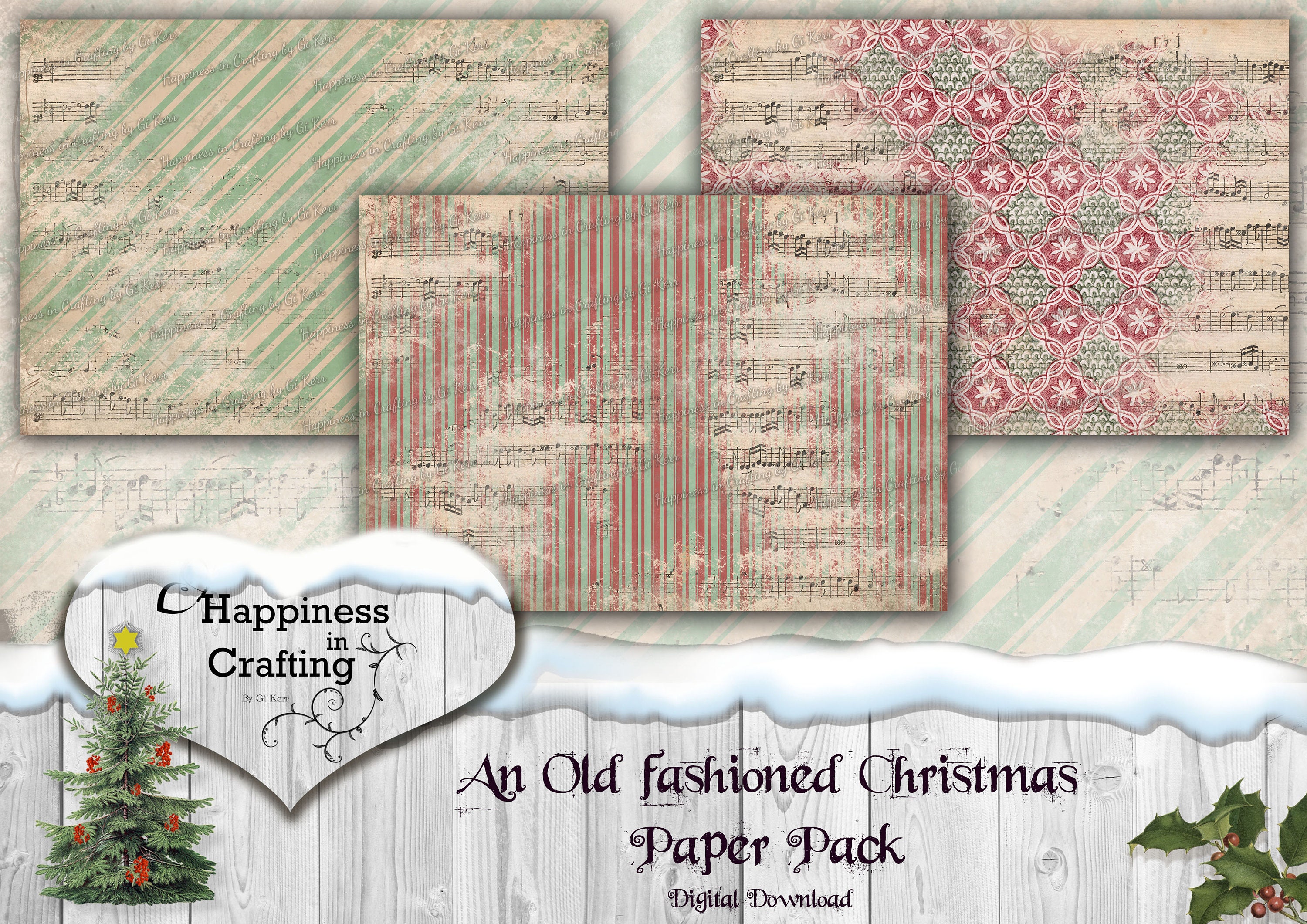 An Old Fashioned Christmas Paper Pack Instant Digital - Etsy