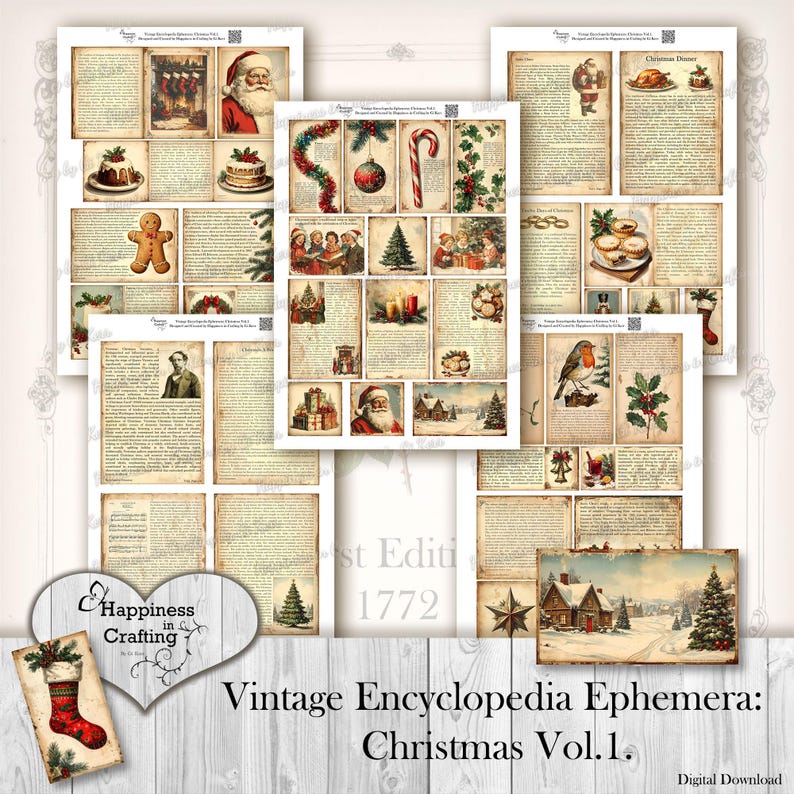 Vintage Encyclopedia Ephemera Christmas Vol.1. - Instant Digital ...