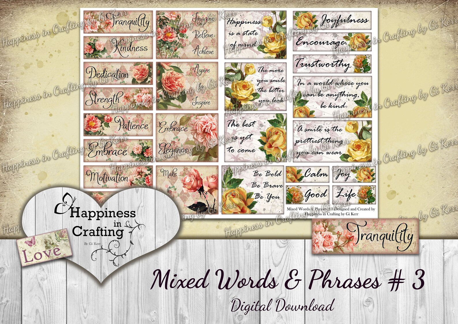 Mixed Words & Phrases 3 100 Pieces Instant Digital | Etsy