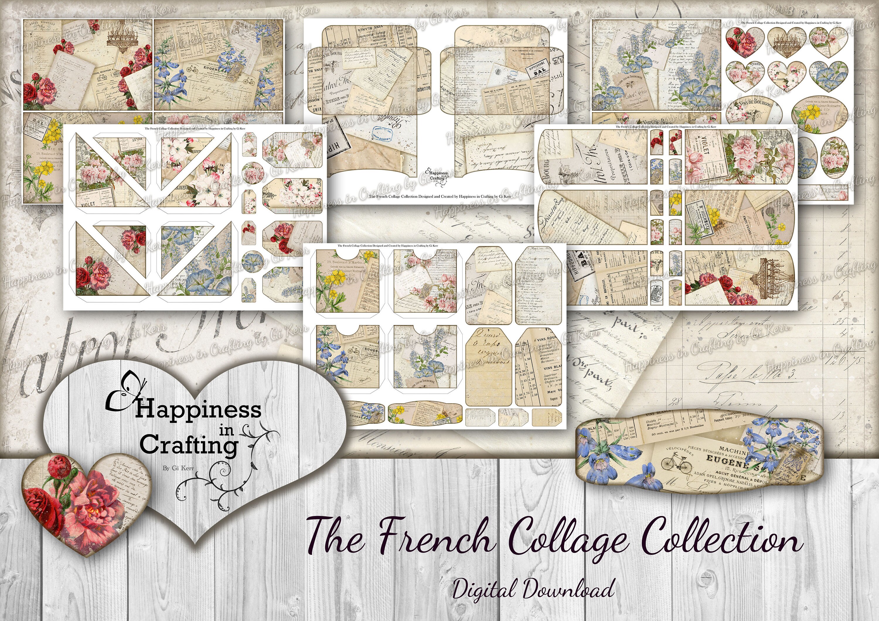 The French Collage Collection - Instant Digital Download, Digital ...