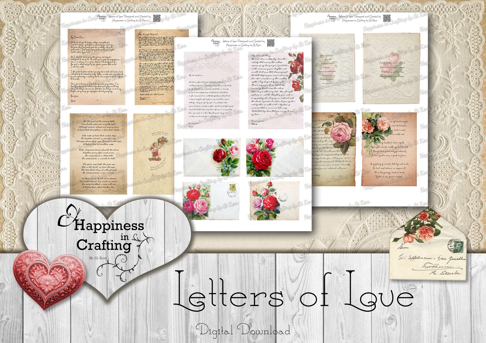 Letters of Love - Instant Digital Download, Printable, Digital Kit for ...