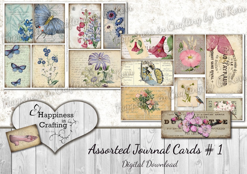 Assorted Journal Cards # 1 - 45 Pieces - Instant Digital Download ...
