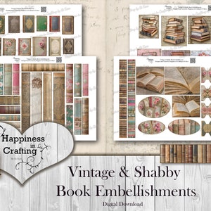 Vintage & Shabby Book Embellishments - Instant Digital Download ...
