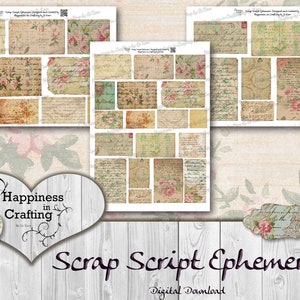 Scrap Script Ephemera - Instant Digital Download, Printable, Digital ...