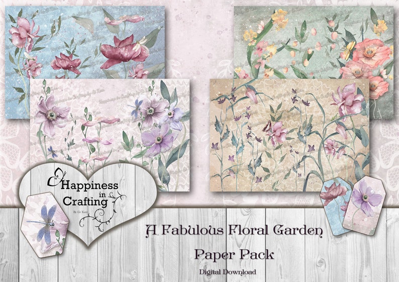 A Fabulous Floral Garden Paper Pack Instant Digital - Etsy