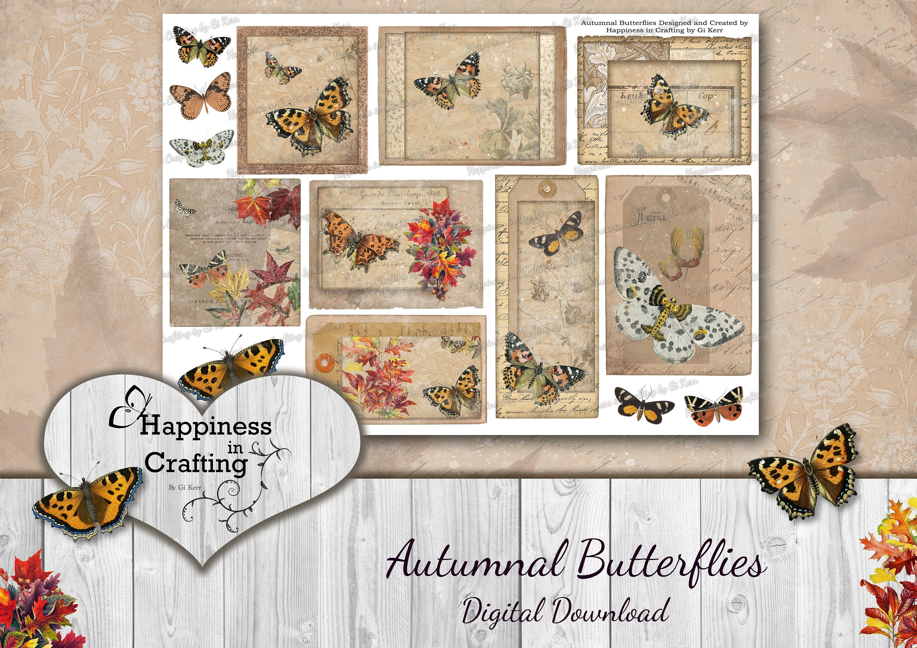 Autumnal Butterflies - Instant Digital Download, Printable, Digital Kit ...