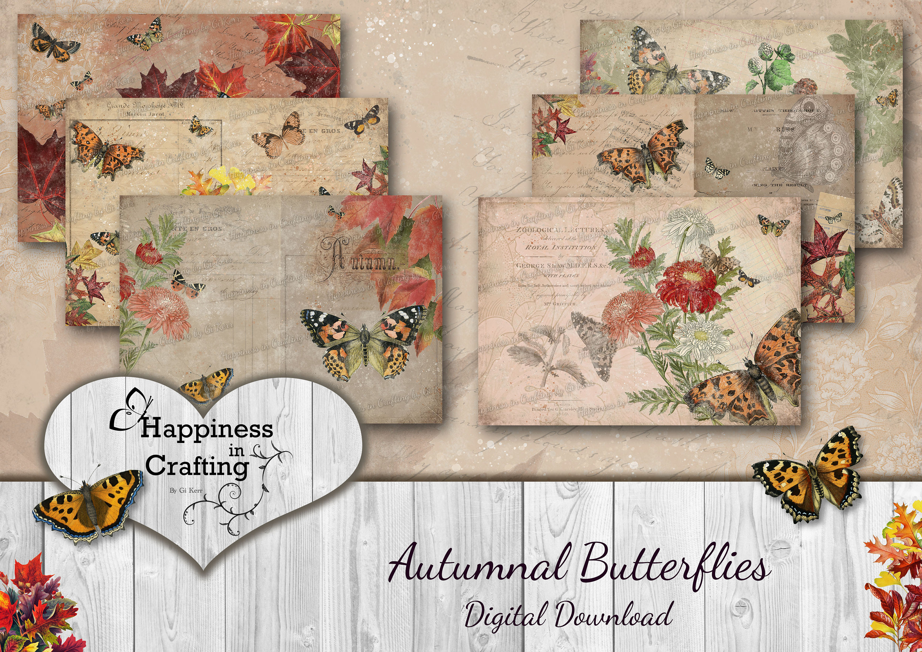 Autumnal Butterflies - Instant Digital Download, Printable, Digital Kit ...