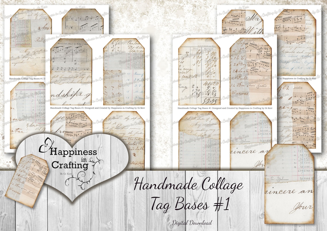 Handmade Collage Tag Bases 1 18 Tags 88 Pieces Instant - Etsy