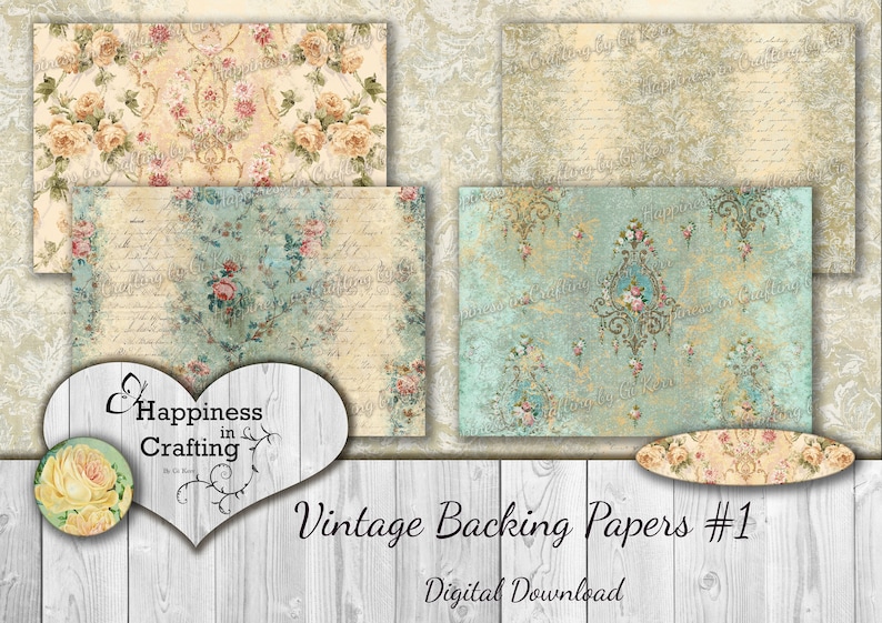 Vintage Backing Papers #1 - Instant Digital Download, Printable ...