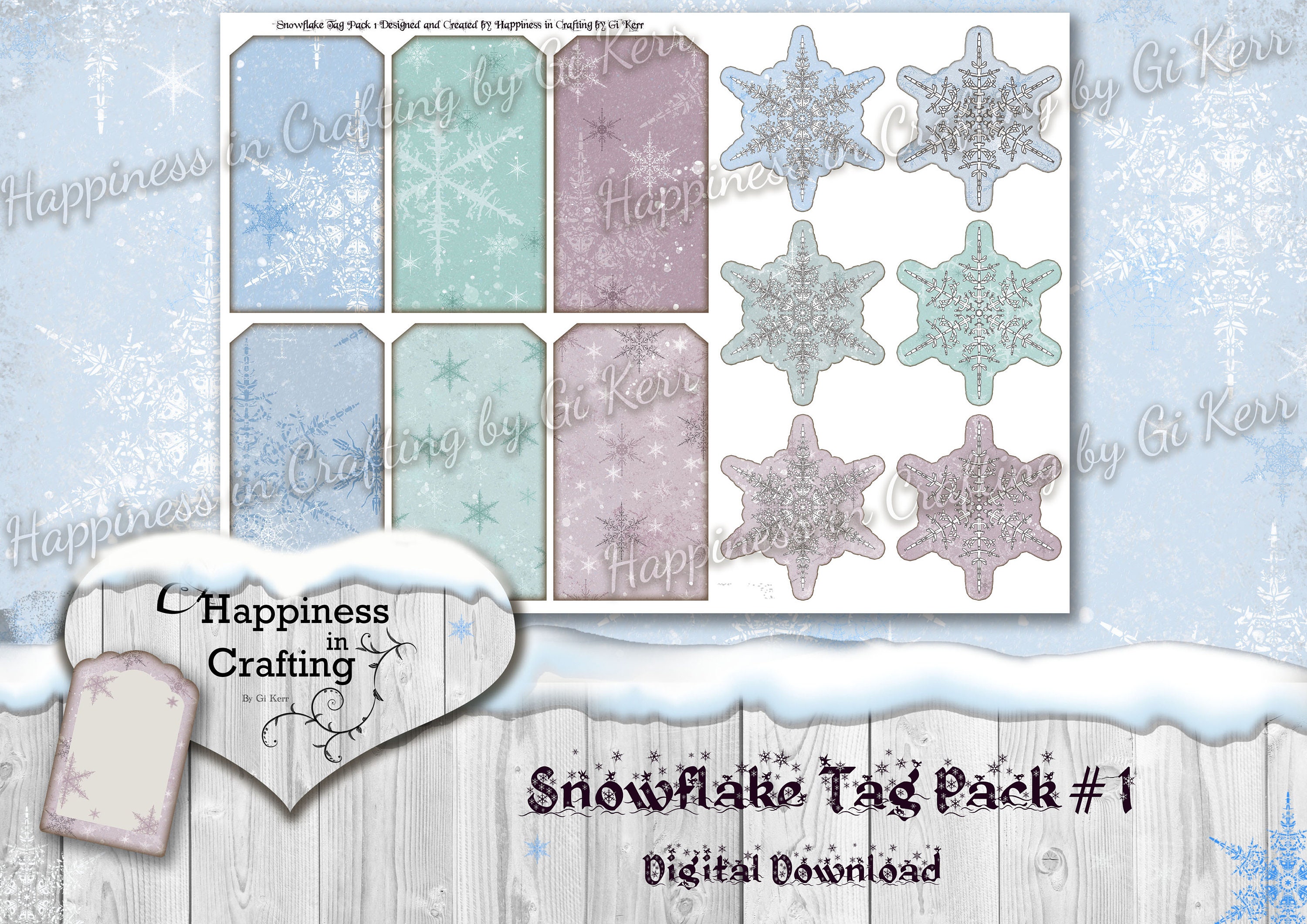 Snowflake Tag Pack 1 Instant Digital Download Printable - Etsy
