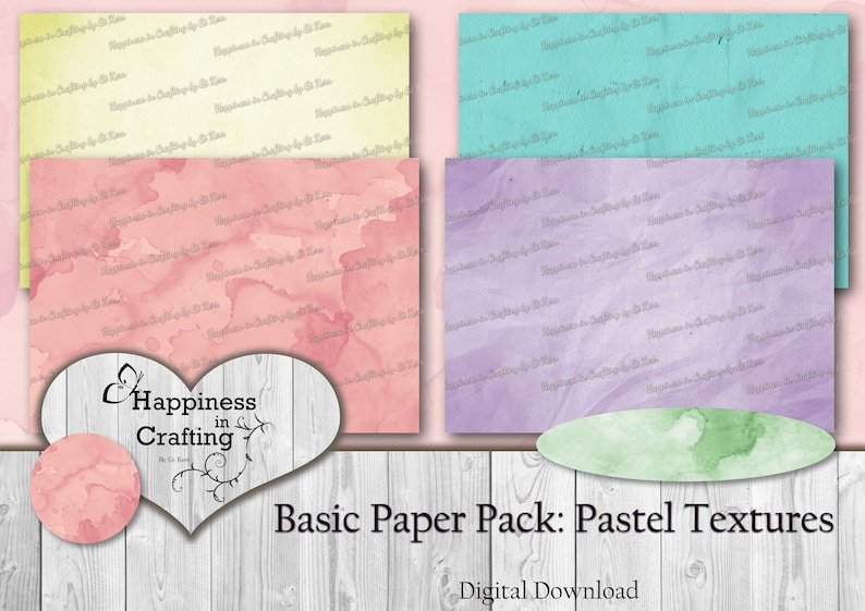 Basic Paper Pack: Pastel Textures - 20 Pages - Instant Digital Download ...