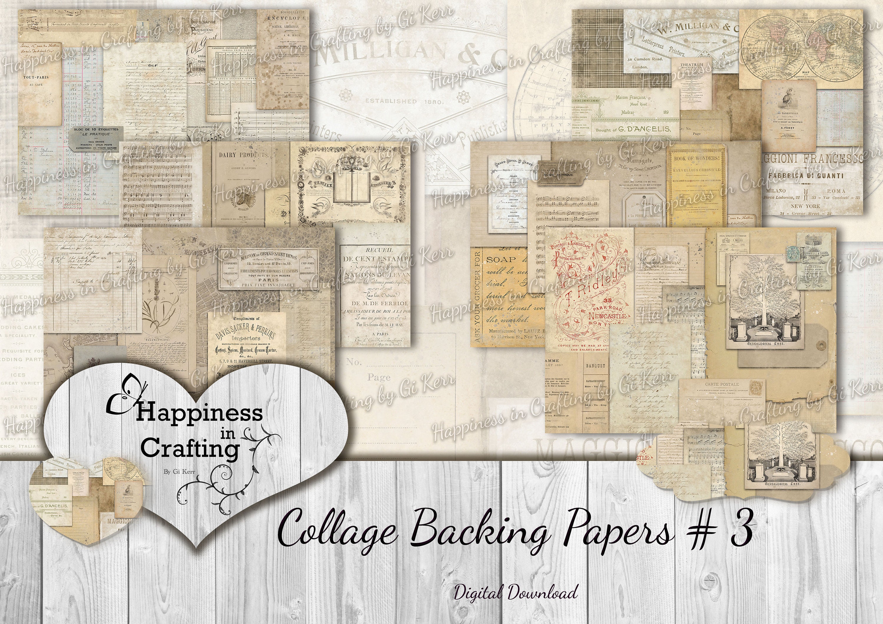 Collage Backing Papers 3 Instant Digital Download | Etsy UK