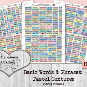Basic Words & Phrases: Pastel Textures - 440 Words and Phrases Total ...