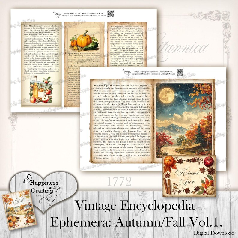 Vintage Encyclopedia Ephemera Autumn/fall Vol.1. - Instant Digital ...