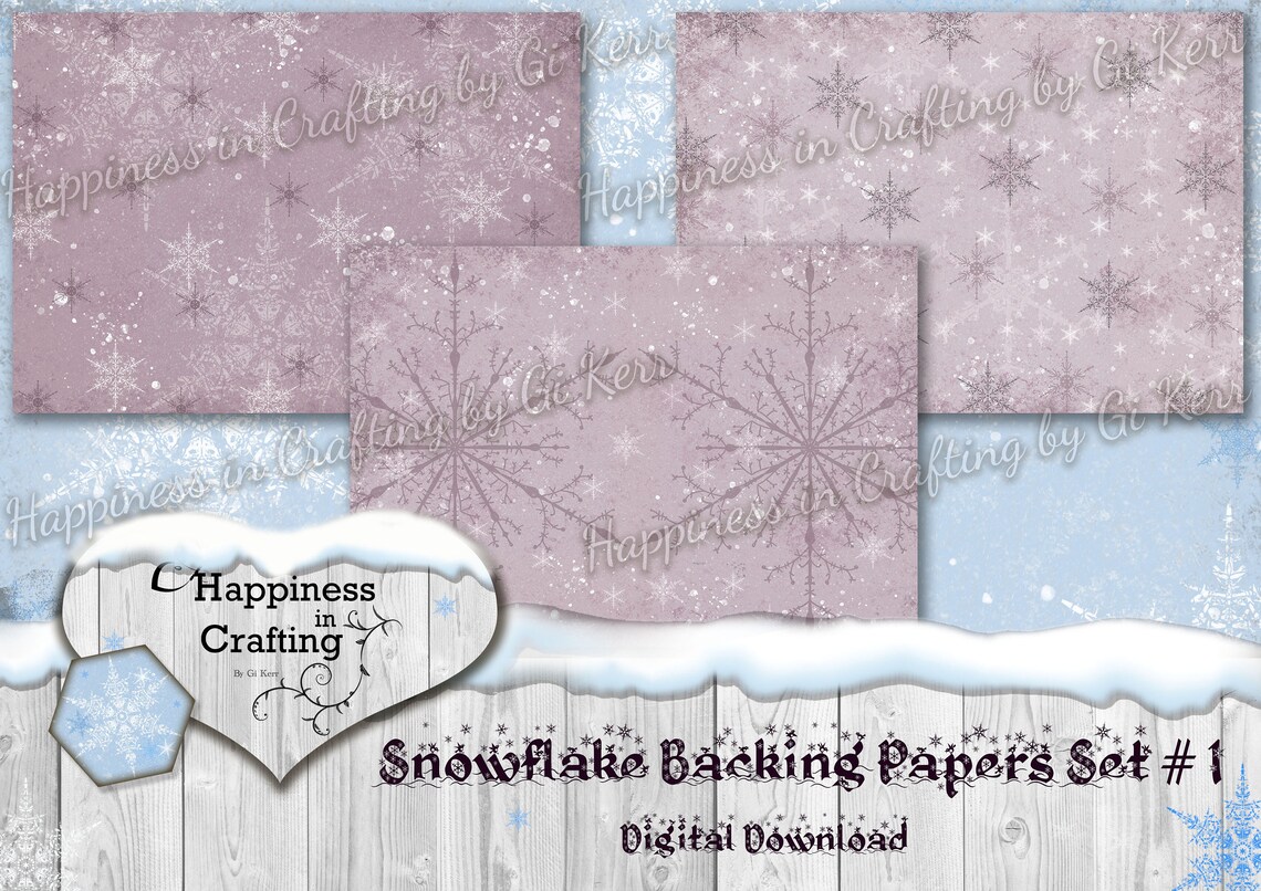 Snowflake Backing Papers Set # 1 - Instant Digital Download, Printable ...