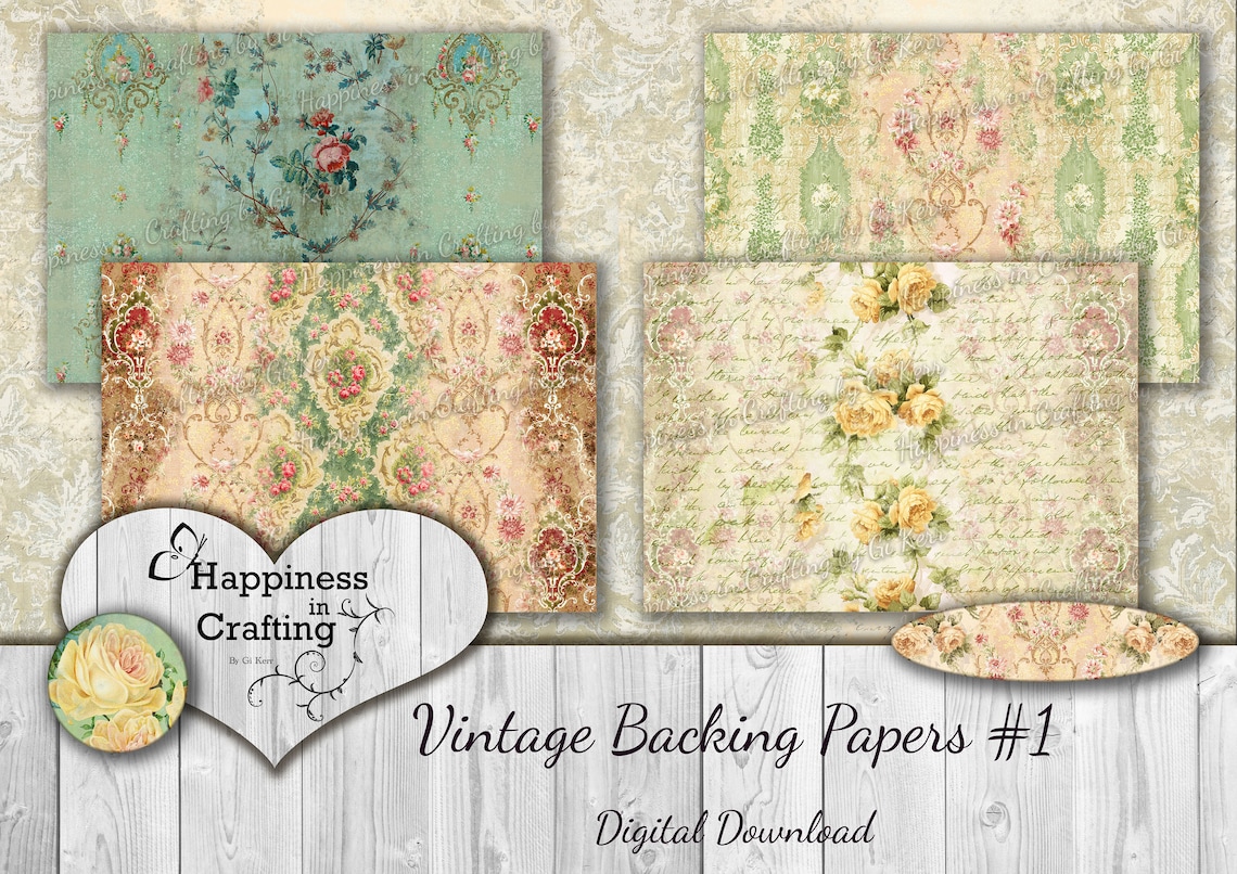Vintage Backing Papers #1 - Instant Digital Download, Printable ...