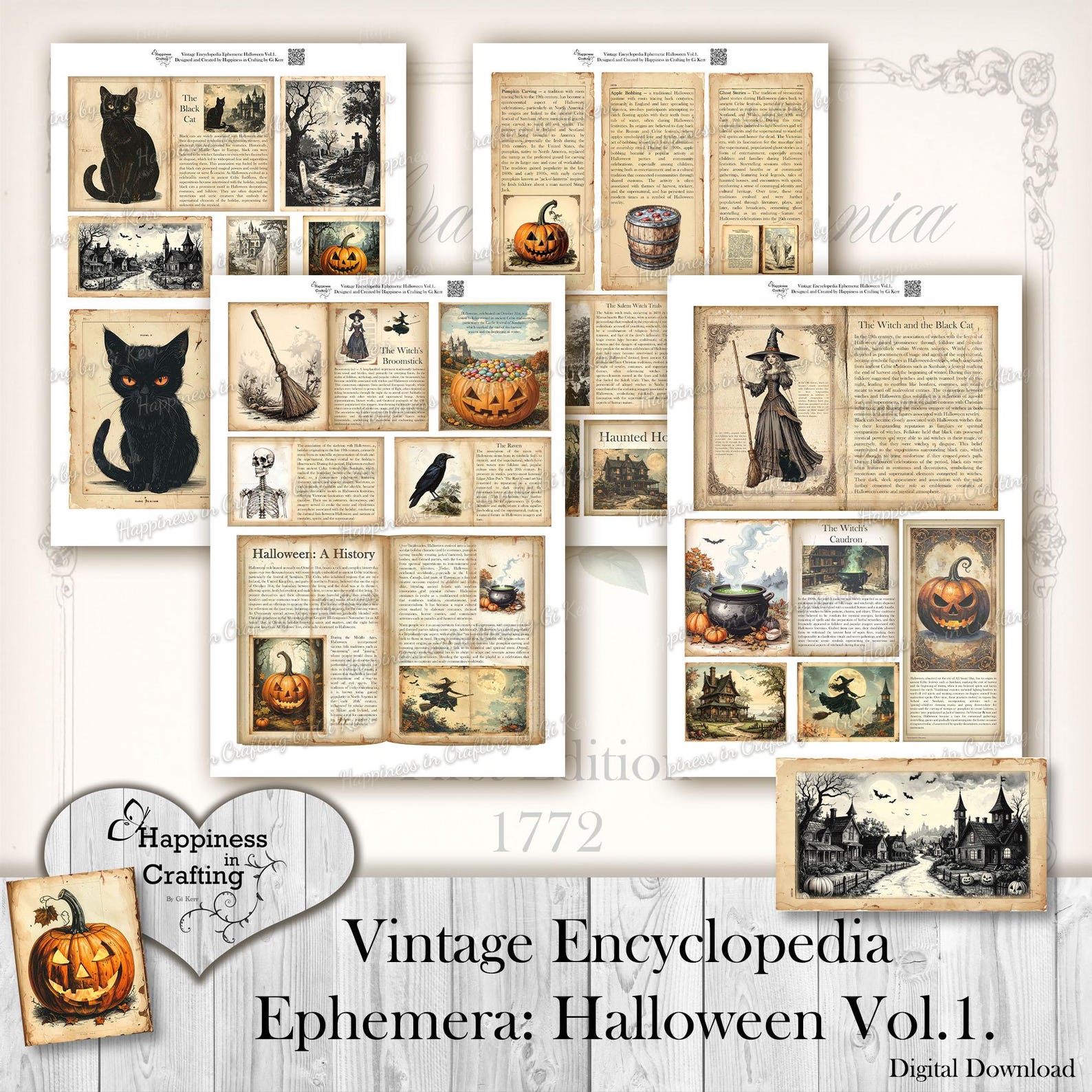 Vintage Encyclopedia Ephemera Halloween Vol.1. - Instant Digital ...