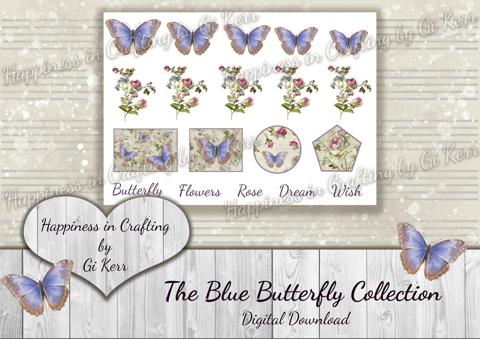The Blue Butterfly Collection - Instant Digital Download, Printable ...